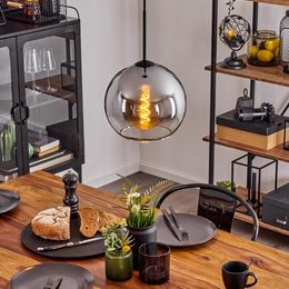 hofstein Koyoto H&auml;ngeleuchte Glas 25 cm Klar, Rauchfarben, 1-flammig