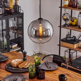hofstein Koyoto H&auml;ngeleuchte Glas 30 cm Klar, Rauchfarben, 1-flammig