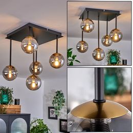 hofstein Chehalis Deckenleuchte Glas 10 cm Gold, Schwarz, 5-flammig