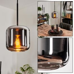hofstein Lauden H&auml;ngeleuchte Glas 15 cm Chrom, Rauchfarben, 1-flammig