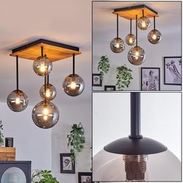 hofstein Chehalis Deckenleuchte Glas 10 cm, 12 cm, 15 cm Naturfarben, Schwarz, 5-flammig