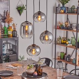 hofstein Soutinho H&auml;ngeleuchte Glas 35 cm Klar, Rauchfarben, 4-flammig