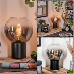 hofstein Koyoto Tischleuchte Glas 20 cm Klar, Rauchfarben, 1-flammig