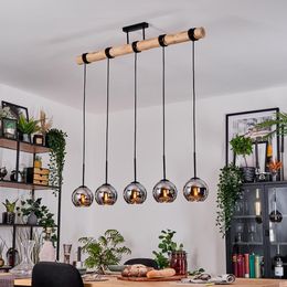 hofstein Koyoto Pendelleuchte Glas 15 cm Naturfarben, Schwarz, 5-flammig