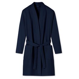 Schiesser Bademantel lang 'Waffel Piqu&eacute; - Cotton' Damen Gr&ouml;&szlig;e XL dunkelblau