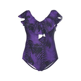 Ulla Popken Badeanzug Damen Gr&ouml;&szlig;e 10XL violettblau / schwarz