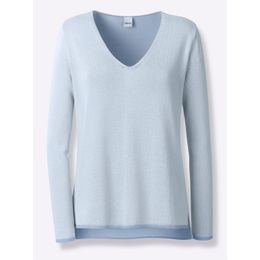 Heine Witt Damen Feinstrickpullover , hinten l&auml;nger, hellblau-bleu-gemustert, Gr&ouml;&szlig;e 34