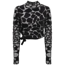Influencer Pullover Damen Gr&ouml;&szlig;e S grau / schwarz