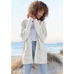 Vivance Damen Strickjacke, hellgrau meliert, Gr&ouml;&szlig;e 40/42