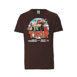 logoshirt T-Shirt 'Thor' Herren Gr&ouml;&szlig;e XS hellblau / dunkelbraun / rot