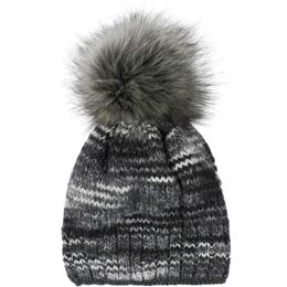 styleBREAKER M&uuml;tze 'Alpaka Strick Bommelm&uuml;tze bunt gemustert' Damen Gr&ouml;&szlig;e 56/61 schwarz
