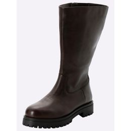 sheego Gro&szlig;e Gr&ouml;&szlig;en Weitschaftstiefel aus Rindsleder, schoko, Gr&ouml;&szlig;e 37 - Damen