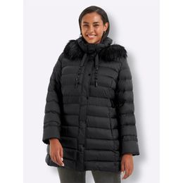 Isabell Schmitt sheego Gro&szlig;e Gr&ouml;&szlig;en Daunenjacke mit Pelz-Imitat-Detail, schwarz, Gr&ouml;&szlig;e 50 - Damen
