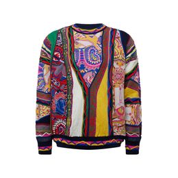 Carlo Colucci Sweater 'Deluggi' male size XL Navy / Dark blue / Yellow / Green