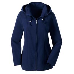 WITT Damen Fleecejacke mit abnehmbarer Kapuze, marine, Gr&ouml;&szlig;e 40
