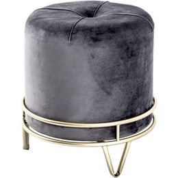 Hocker HAKU, B:38cm H:40cm T:38cm, gold, Bezug 100% Polyester, Flur, Hocker, "Pouf, Schemel, Stockerl", rund - aus Textil Anthrazit - &Oslash;/H 38/40 cm