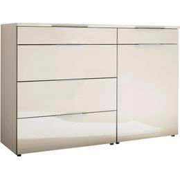 Kombikommode Wiemann, B:120cm H:91,2cm T:43cm, beige, Floatglas, Holzwerkstoff, Metall, Schlafzimmer, Sideboards, "Como", vormontiert