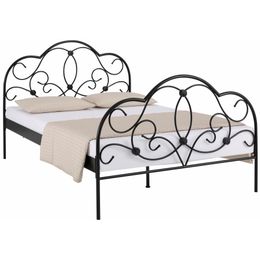 Metallbett Home Affaire, L:205cm, schwarz, Betten, "TOPSELLER", mit aufwendiger Verzierung, romantischer Stil