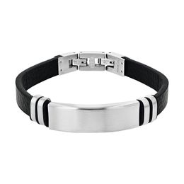 Tom Tailor Herren Lederarmband, 21,5cm, Edelstahl Kautschuk Lederedelstahlfarben, schwarz, Edelstahl, Kautschuk, Leder, Armb&auml;nder