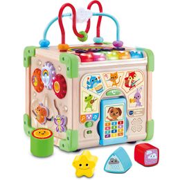 Vtech Baby Motorikw&uuml;rfel "Vtech Baby, Interaktiver Holz-Spielw&uuml;rfel", bunt, Holz, B:21cm H:29cm T:19cm, Motorikspielzeug