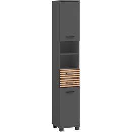 Hochschrank Welltime, B:30,3cm H:180,9cm T:32,6cm, schwarz, FSC-zertifizierter Holzwerkstoff, Badezimmer, Schr&auml;nke, "Katta, Hochschrank, Made in
