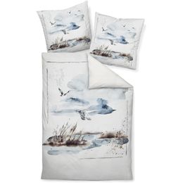 Bettw&auml;sche Janine, wei&szlig;, Mako-Satin, Obermaterial: 100% Baumwolle, Bettw&auml;sche, "modern art S 42161 02", mit Rei&szlig;verschluss