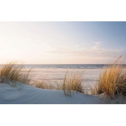 Leinwandbild B&Ouml;NNINGHOFF, B:118cm H:78cm T:1,8cm, bunt, Canvas, MDF, Wohnzimmer, Bilder, "Wandbild D&Uuml;NEN, STRAND UND MEER 78x118 cm &ndash; Leinwandbild
