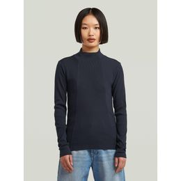 G-Star Raw G-STAR Damen T-Shirt "A Line Slim Rib Mock T-Shirt", blau, Gr. M, Obermaterial: 94% Baumwolle, 6% Elasthan, Shirts