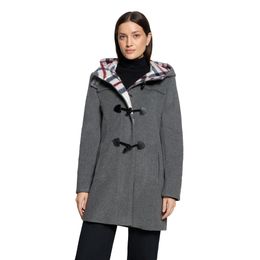 Gil Bret Damen Dufflecoat, grau, Gr. 44, unifarben mit Farbeinsatz, Fleece, Obermaterial: 75% Wolle, 20% Polyamid, 5% Kaschmir, M&auml;ntel, Dufflecoat