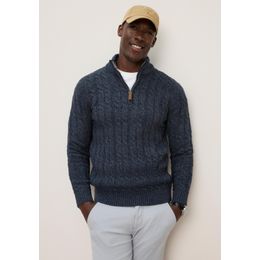 DELMAO Herren Troyer "Bis Gr&ouml;&szlig;e 3XL", blau, Gr. XL, Zopfmuster, meliert, Strick, Obermaterial: 80% Polyacryl, 20% Baumwolle, Pullover, mit Zopfmuster