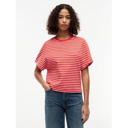 Tommy Hilfiger Damen 3/4-Arm-Shirt "CODY REG BATWING C-NK SS TEE"breton fire rot, ecru stp, Gr. XL, gestreift, Single Jersey, Obermaterial: 100%