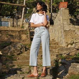 LANDS' END Weite 7/8-Chinos f&uuml;r Damen, Damen, size: regular, Blau, Baumwolle/Lyocell (Viskose)/Baumwoll-Mischung, by Lands' End
