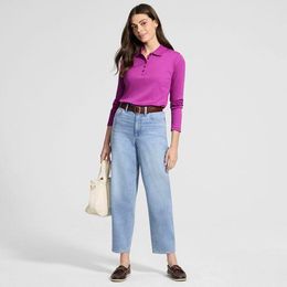 Supima-Poloshirt mit langen &Auml;rmeln f&uuml;r Damen, Damen, size: regular, Lila, Baumwolle, by Lands' End