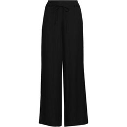 LANDS' END Weite Ready to Go Schlupfhose mit B&auml;ndchenzug in Petite-Gr&ouml;&szlig;e, Damen, size: petite, Schwarz, Nylon/Viskose, by Lands' End