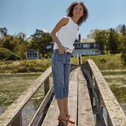 LANDS' END Soft Denim Relaxte Capri-Jeans, Damen, size: regular, Blau, Elasthan/Baumwoll-Mischung, by Lands' End