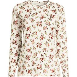 LANDS' END Supima-Shirt, Langarm, Damen, size: regular, Elfenbein, Baumwolle, by Lands' End