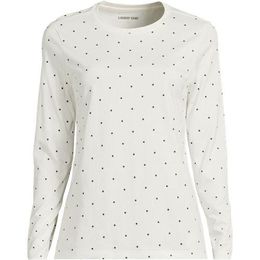 LANDS' END Supima-Shirt, Langarm, Damen, size: regular, Elfenbein, Baumwolle, by Lands' End
