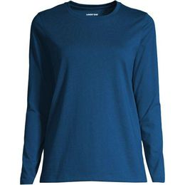 LANDS' END Supima-Shirt, Langarm, Damen, size: regular, Blau, Baumwolle, by Lands' End
