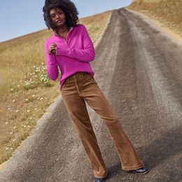 LANDS' END Breitcord-Hose High Waist mit weitem Bein f&uuml;r Damen, Damen, size: regular, Braun, Elasthan/Baumwoll-Mischung, by Lands' End
