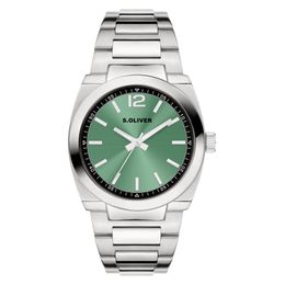 s.Oliver Analog Watch 'Modern & Zeitlos' male size One size Green / Silver