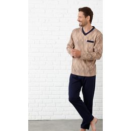 w&auml;schepur men Herren Schlafanz&uuml;ge, marine-bedruckt + topas-bedruckt, Gr&ouml;&szlig;e 44/46