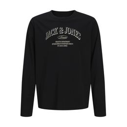 Jack & Jones Kinder Langarmshirt "JJEDENVER LOGO TEE LS O-NECK SN JNR"schwarz, Gr. 140, JACK & JONES JUNIOR, bedruckt, Single Jersey, Obermaterial: 100%