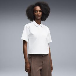 Puma Damen T-Shirt "Puma Class Relaxed Polo Damen"wei&szlig;, Gr. L, clean, Obermaterial: 2% Elasthan, 32% Polyester, 66% Baumwolle. Kragen: 100%