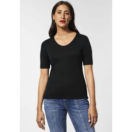 Street One Damen T-Shirt "Style Palmira", schwarz, Basic, Gr. 36, unifarben, Jersey, Obermaterial: 50% Baumwolle, 50% Modal, Shirts, im Basic-Style