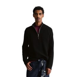 Marc O'Polo Herren Troyer, schwarz, Gr. L, MARC O'POLO DENIM, Strick, Obermaterial: 100% Baumwolle, Pullover, relaxed fit aus reiner Bio-Baumwolle