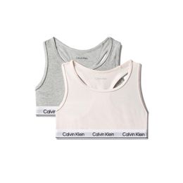 Damen Bralette "2PK BRALETTE", Calvin Klein Underwear, Gr. 152, grau, Jersey, Obermaterial: 95% Baumwolle, 5% Elasthan, Basic, BHs, mit Logobund