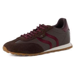 Tamaris Damen Keilsneaker, Gr. 38dunkelbraun kombiniert, Leder, Veloursleder, unifarben, Schuhe, Freizeitschuh, Halbschuh, Schn&uuml;rer im Retro-Look