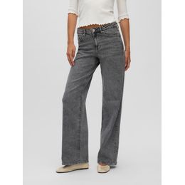 V&eacute;ro Moda VERO MODA Damen Weite Jeans "VMSANDIE-STRETCH MR WIDE JNS RA269 NOOS", grau, Gr. 28, unifarben, Denim/Jeans, Obermaterial: 99% Baumwolle, 1%
