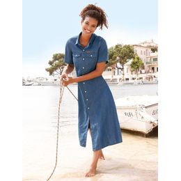 Casual Looks Damen Jeanskleid "Jeans-Kleid", blau, Gr. 48, unifarben, Twill, 100% Baumwolle, Kleider