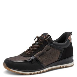 Marco Tozzi Damen Slip-On Sneaker, Gr. 36, schwarz, Lederimitat, Textil, metallisierte Fasern, unifarben mit Farbeinsatz, Schuhe, Freizeitschuh,